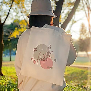 Kazova Cotton Canvas Bags Reusable Tote Bag Grocery Shopping Bag Minimalist Art Shoulder Bags Girls Bags Book Bag for Girls