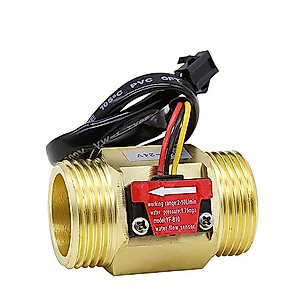 GREDIA G1" Male Thread Brass Water Flow Sensor Switch Hall Effect Liquid Flowmeter Fluidmeter Counter BSP 2-50L/Min（58mm in Total Length）