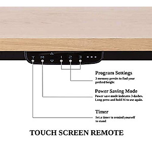 ErgoMax Adjustable Ergonomic Standing Workstation Electric Desk Frame w/Dual Motor, Tabletop Not Included, 50 Inch Max Height, Black