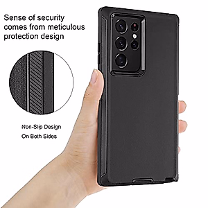 Case for Samsung Galaxy S23 Ultra (2023),3 Layer Heavy Duty Shockproof Anti-Fall Drop Protection Anti-Scratched Rugged Phone Cover for Galaxy S23 Ultra 5G 6.8'' (Black)