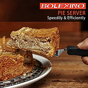 BOLEX 7 inch Professional Stainless Steel Pie Server/Cake Cutter Server - Flatware Utility Pie Cutter with No-slip Plastic Handle - Resistant Pizza Cutter/Server Spatula for Pie/Cake/Dessert(Black)