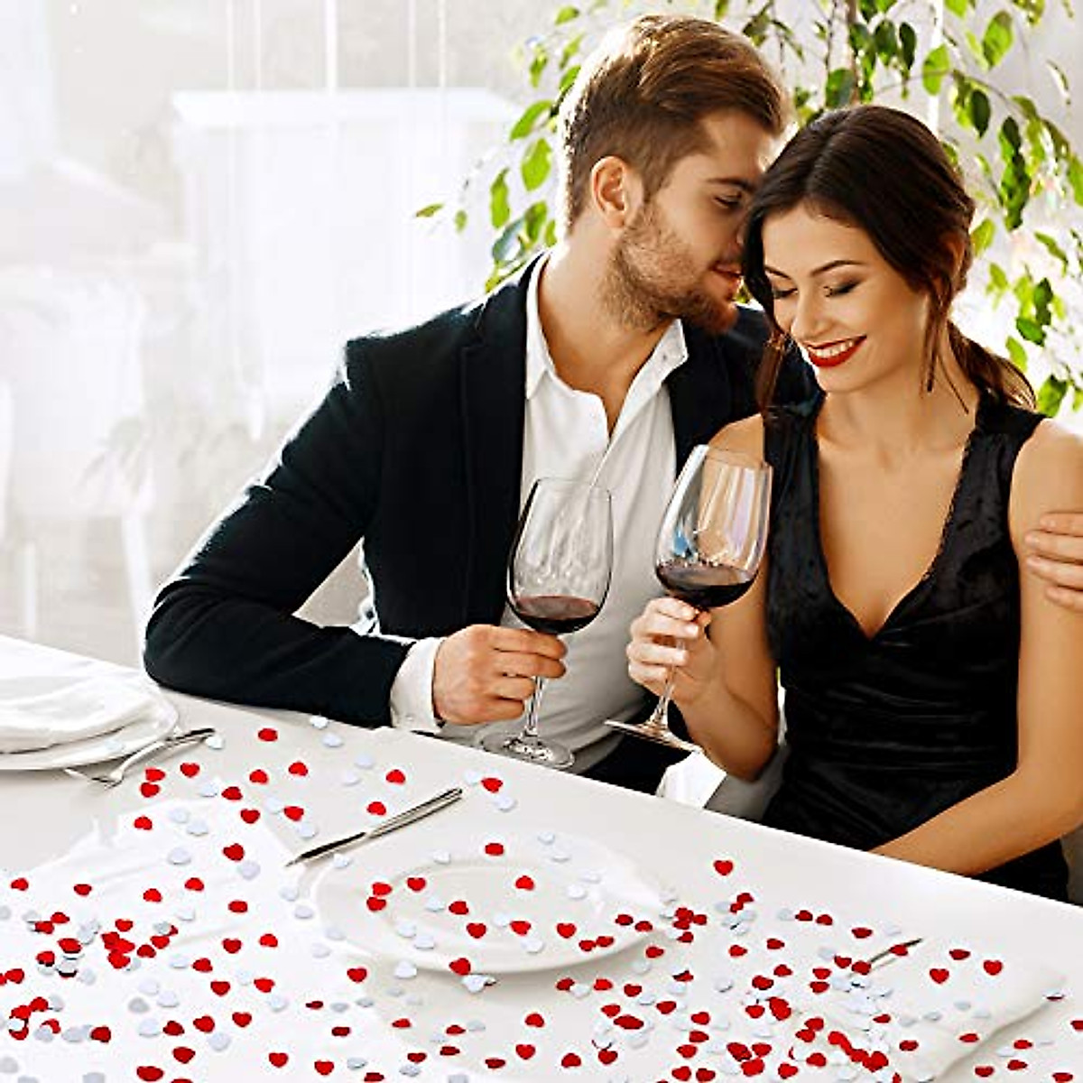 3000 Pieces Glitter Heart Paper Confetti Table Confetti Heart Sequins Confetti for Wedding Engagement Decor Valentine's Day Table Scatter Party Decorations (Red, Rose Gold, Silver)