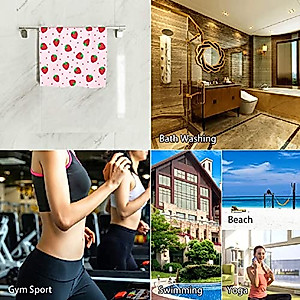 Dujiea Red Strawberry Kitchen Dish Towels Decorative Hand Towels Absorbent Microfiber Towel Multipurpose for Bathroom Hotel Gym Spa 15 X 27 Inches