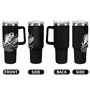 Mudskipper Is Surfing Tumbler with Handle Travel Mug Water Bottle Tea Coffee Cup Black-style