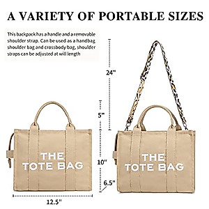 Canvas Tote Bags for Women - Travel Tote Handbag - Shoulder Bag with Zipper Crossbody Purse for Office, Travel, School(Khaki)