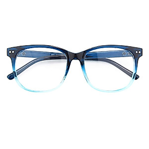 GQUEEN Fake Glasses Non Prescription Glasses Women Men Clear Lens Glasses Eyeglasses Blue, 201581