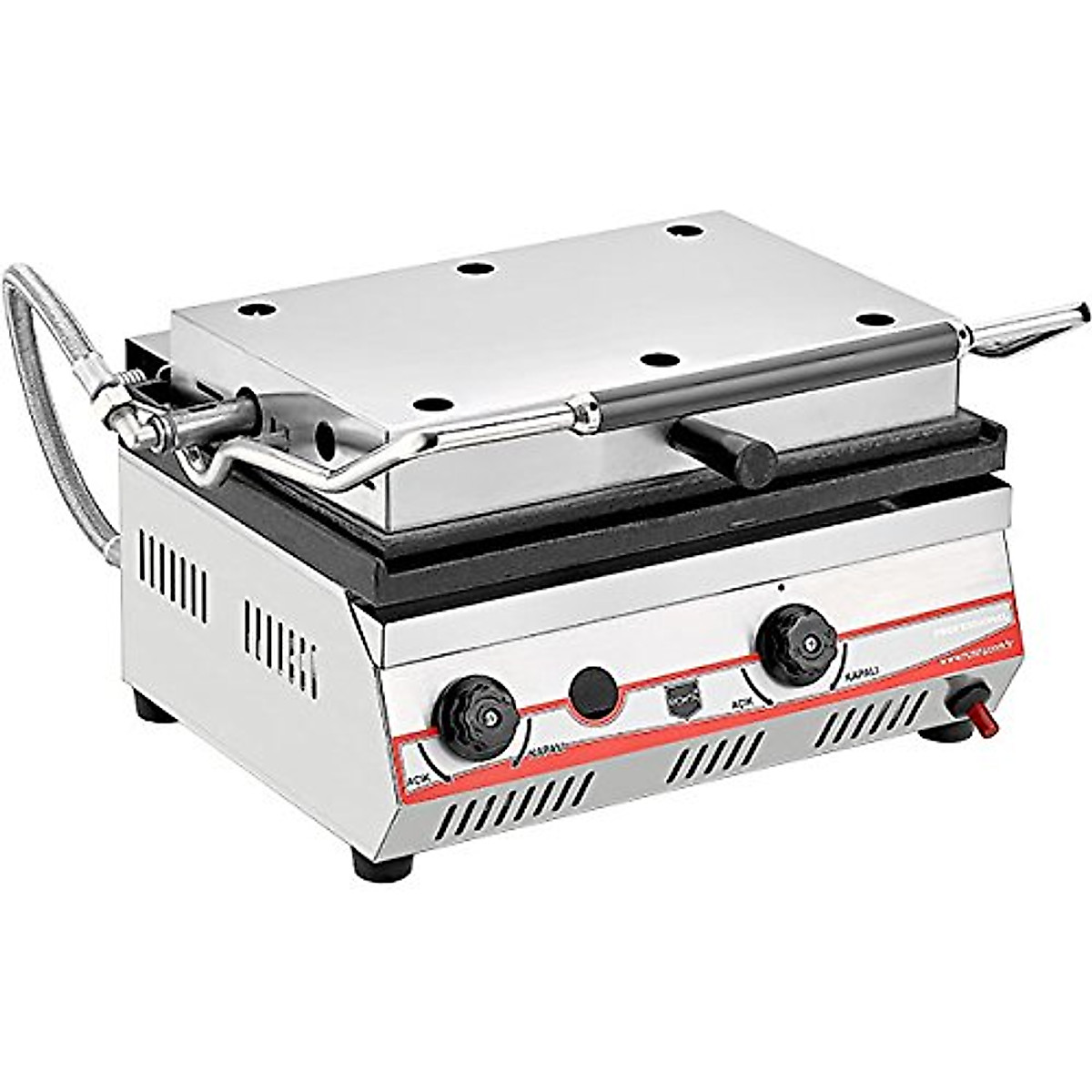 Propane (LPG) Gas Industrial Commercial Grade Kitchen Equipment Non-Stick CAST Iron GROOVED Plates Restaurant Cafe Catering Panini Press Grill Sandwich Griddle Maker Machine Large Size