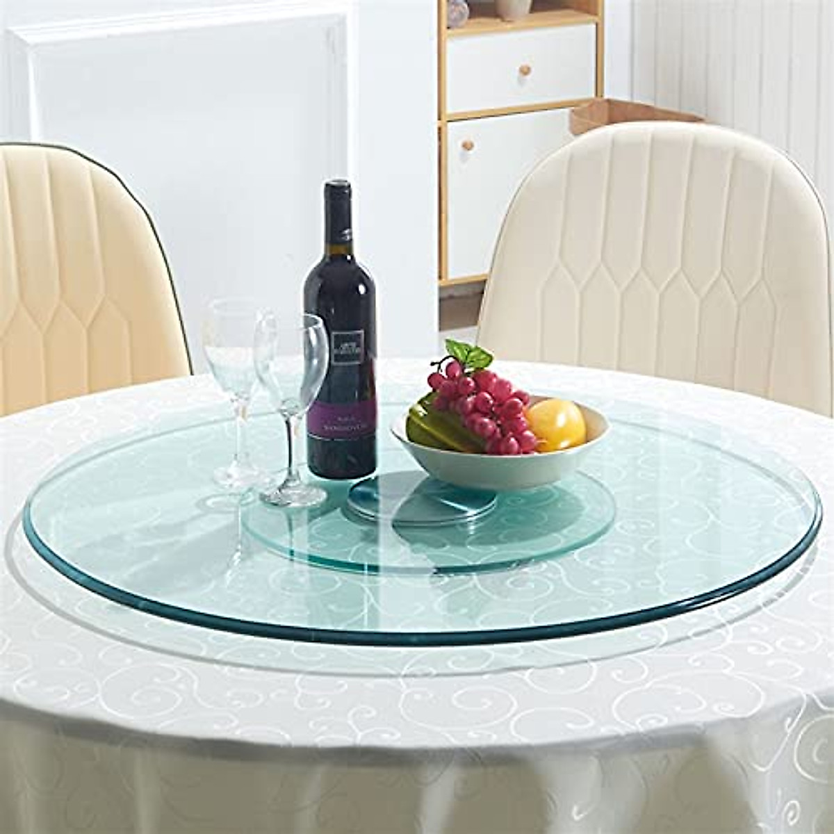 Dining Table Turntable Lazy Susan: Tempered Glass 360 Degree Turntable – Rotating Countertop Serving Tray For Your Dining Table, Kitchen Counters - Transparent 24" 28" 36" (Size : 70cm/27.6in)
