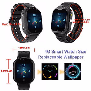 Volga 4G Kids Smart Watch for Boys Girls,Kids Smart Watch with GPS Tracker SIM Card WiFi Voice Video Call Pedometer Camera SOS Alarm Clock Touch Screen,Smart Watch for Kids Age 4-15 Gifts(Black)