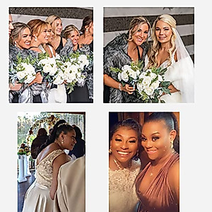 uqvn Bridesmaid Jewelry Set for Wedding of 4, Silver Bridesmaid Necklace Earrings, Gifts for Birdesmaid