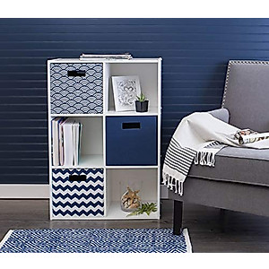 DII Poly-Cube Storage Collection Hard Sided, Collapsible Solid, Large, Nautical Blue