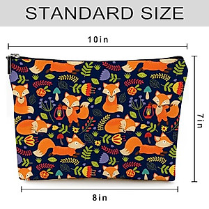 Givotin Small Makeup Bag for Purse Cute Canvas Waterproof Cosmetic Bags for Women Zipper Travel Toiletry Pouch-Fox Makeup Bags