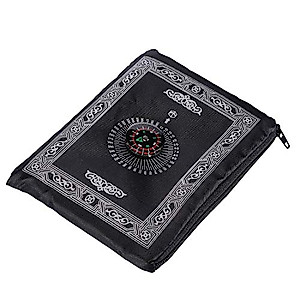 Hitopin Travel Prayer Mat, 60cm*100cm Praying Rug, Portable Polyester Prayer Rug with Compass, Islamic Waterproof Prayer Mat, Musilm Prayer Mat, for Ramadan Gifts, Islamic Prayer (Black)