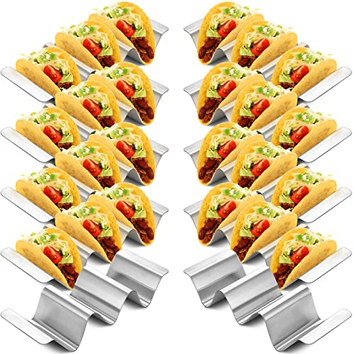 10 Pieces Taco Holders Stainless Steel Taco Stand Taco Tray Taco Shell Holder Rack, Holds Up to 3 Tacos, Keeping Shells Upright, Safe for Oven, Baking, Dishwasher and Grill