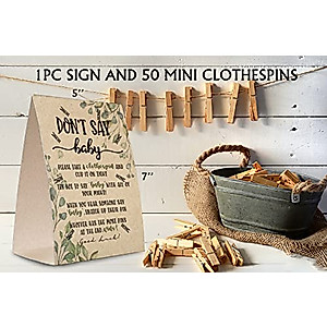 Kraft Paper Don't Say Baby Sign,Don't Say Baby Game Kit (1 Standing Sign + 50 Mini Clothespins),Baby Showers Decorations-NPZDON'T 02