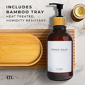 MaisoNovo Soap Dispenser 3-Piece Set | 16.9oz Amber Bottles with Black Bamboo Pumps