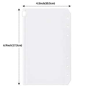 SKYDUE 12PCS Binder Pockets，A6 Size 6 Holes Zipper Cash Envelopes for A6 6-Ring Notebook Binder for School Home Office