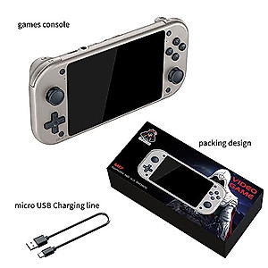 M17 Handheld Retro Game Console 64G with 20000+ Games, Cortex-A7 1.2GHz, 4.3-inch IPS Screen Portable Arcade Rechargeable Games Emulators for Kids and Adults (Silver)