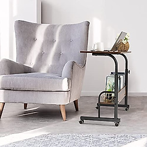 SIDUCAL Portable Laptop Desk, Mobile Laptop Cart Adjustable Height, Rolling Laptop Stand for Desk, Rolling Computer Cart with Wheels, Couch Desk Bed Desk for Laptop and Writing, 31.5'' Rustic Brown