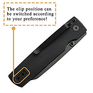 Cool Hand 3.87'' G10 Handle Folding Knife, Sheep Foot Shape Polished Black Ceramic Blade, Liner Lock Mechanism, w/Pocket Clip, EDC Pocket Knives