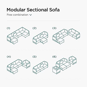 Acanva Convertible Modular Sectional Sofa for Living Room, Free-Combination Armchair Loveseat with Removable Backrest, L Shaped Couch, Light Grey 4 Piece Set