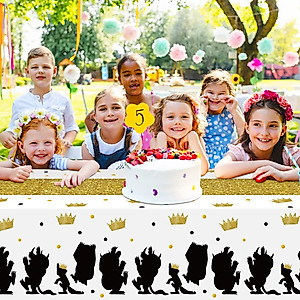 Unbess 3Pcs Wild One Tablecloths for 1st Birthday Party Decorations Baby Shower Plastic Disposable Rectangle Jungle Safari Animal Gold Black Table Covers Rectangle Woodland Supplies, 54 x 108 Inch