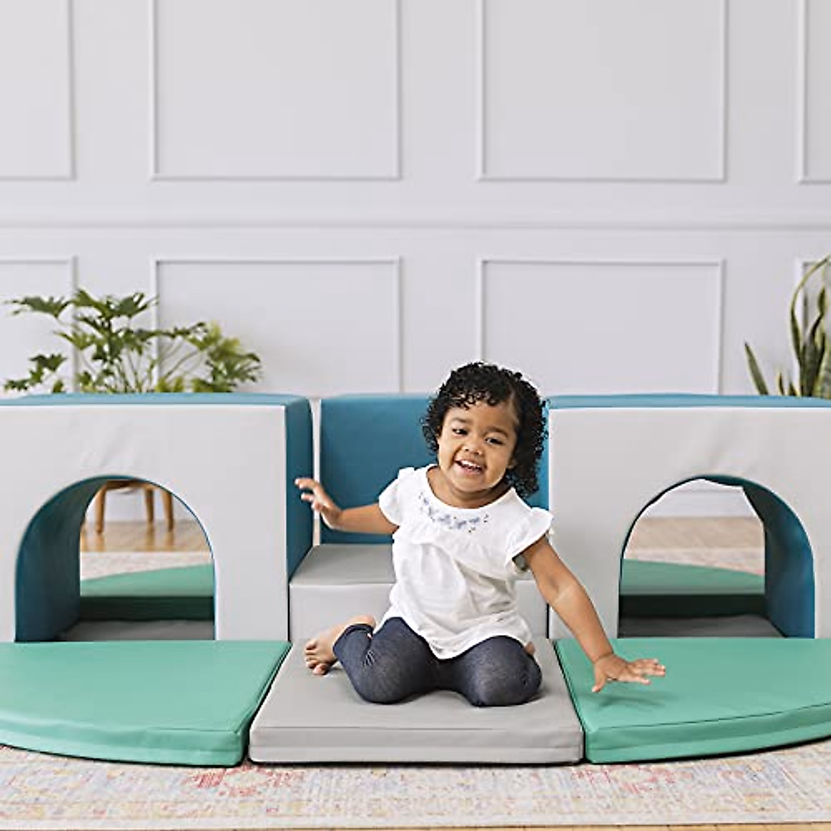 ECR4Kids SoftZone Triple Tunnel Maze, Toddler Playset, Contemporary, 9-Piece