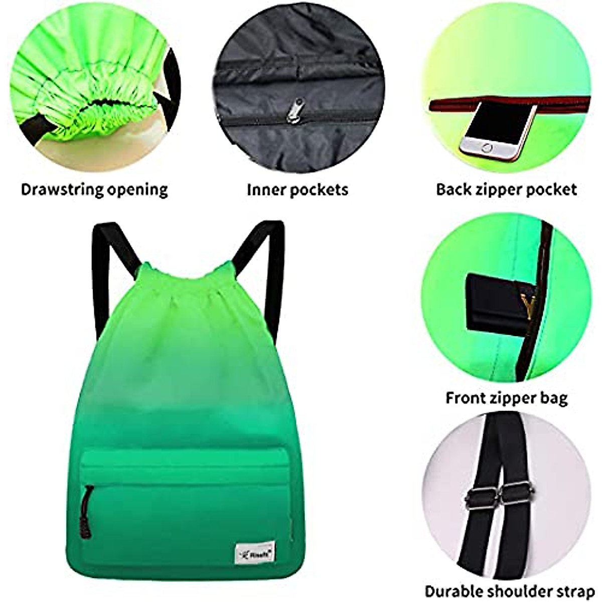Risefit Waterproof Drawstring Bag, Gym Bag Sackpack Sports Backpack for Men Women