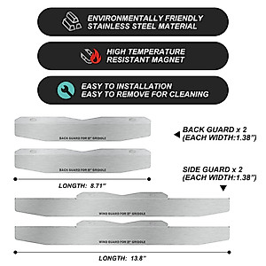 Upgraded Wind Guards for Blackstone 22" Griddle, Grill Accessories for Griddle Grill and Camping, Stainless Steel Magnetic Wind Screen Protect Flame Hold Heat, Compatible with Hood and Side Shelf
