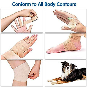 6pc-1 Inch Wide Skin Colour Elastic Self- Adhesive Bandage Finger Tape,Wrap Bandages, for Wrist and Ankle Sprains & Swelling