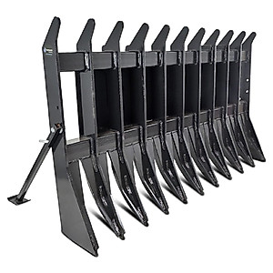 Titan Attachments Skid Steer Root Rake Attachment 60in Wide, Universal Quick Tach Hookup, Root Clearing Brush Rake, Land Clearing Site Prep Implement, Roll Debris, Silage, Brush to Burn Pile