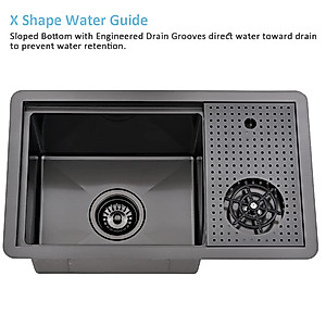 23 Inch Black Undermount Bar Sink with Glass Rinser-Bokaiya 23x14 Black Stainless Steel Undermount Workstation Sink Bar Prep Sink 16 Gauge Single Bowl Undermount Kitchen Sink with Cup Washer