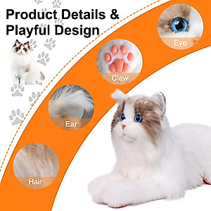 Chongker Stuffed Animals Handmade Cat Plush, Realistic Companion Pet, Lifelike White Cat