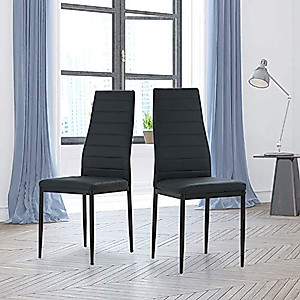 AOSGYA Modern Kitchen Dinning Room Chairs, Ergonomically High Backrest Faux Leather Dining Chair w/Metal Frame Legs, Set of 4 Upholstery Chairs (Black)