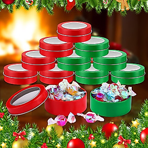 Tandefio Christmas Candle Tin Cans Set Holiday Candle Tins 2 oz with Lids Candle Jars for Making Candles Round Containers for Candles Party Favors DIY(120 Pcs)