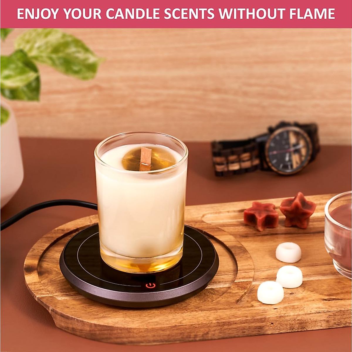 Nouvati Mug Warmer/Candle Warmer Plate/Coffee Warmer for Desk Auto Shut Off: Excellent Heating, 2 Heating Modes, Safety Features, Sleek & Compact Design; Tea Warmer (Space Grey) 2.0