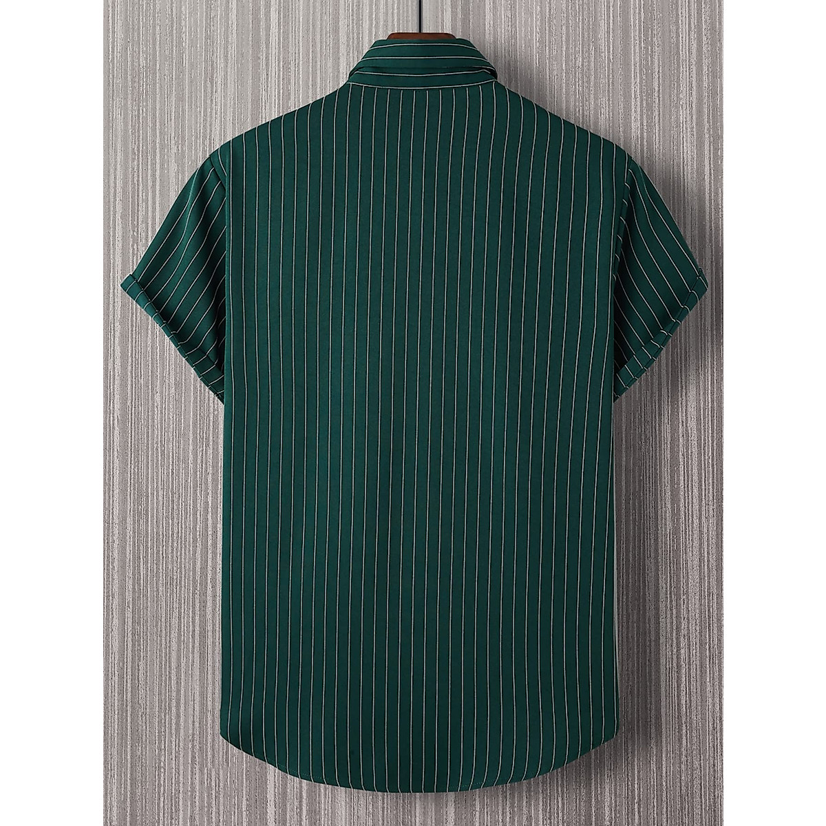 COZYEASE Men's Button Down Shirt Short Sleeve Collar Neck Casual Shirts Tops Dark Green M