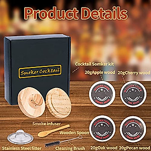 Cocktail Smoker Kit with Foghat-Old Fashioned Chimney Drink Smoker for Cocktails,Whiskey,Wine, BBQ ,Hand Crafted Premium Bartender Kit,Gift for Whiskey Lovers,Boyfriend,Husband, Dad,Men