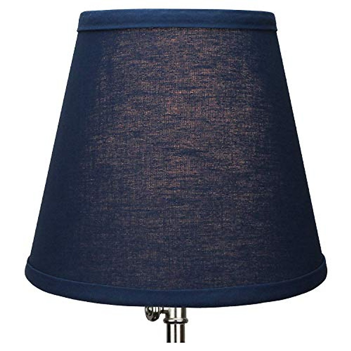FenchelShades.com Lampshade 5" Top Diameter x 9" Bottom Diameter x 7" Slant Height with Clip-On Attachment for Standard Edison-Style Lightbulb (Linen Navy Blue)