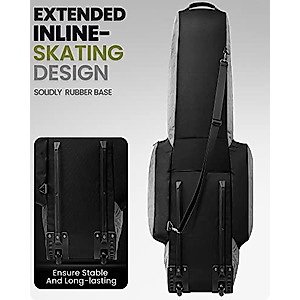 OutdoorMaster Padded Golf Club Travel Bag with Wheels, 900D Heavy Duty Oxford Waterproof -Alligators - Black + Gray