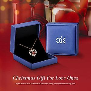 CDE Birthstone Necklaces for Women, 925 Sterling Silver Forever Love Heart Pendant Necklace, Christmas Birthday Anniversary Valentine's Day Jewelry Gift for Wife Mother Girlfriend Daughter Her