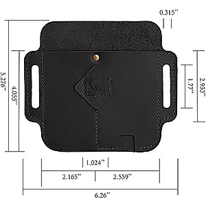 VIPERADE PJ19 Multitool Sheath, EDC Belt Organizer Sheath for Men, Leather Sheath for Men, Leather Flashlight Holster for Belt, Pen Holder for Tactical Pen (Dark Black)