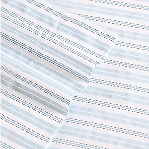 Laura Ashley - Queen Sheets, Soft Sateen Cotton Bedding Set - Sleek, Smooth, & Breathable Home Decor (Fern Blue, Queen)