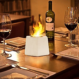 Concrete Tabletop Fireplace Hexagonal Prism Mini Fire Pit Indoor Decor Portable Rubbing Alcohol Burner with Extinguisher Fire Bowl for Indoor and Outdoor Use