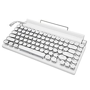 Rosvola Mechanical Keyboard, Ergonomic 83 Keys Blue Switch Round Keycaps Gaming Keyboard for Laptop (White)
