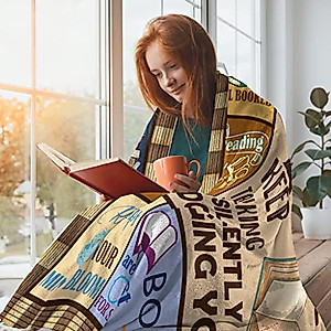 KOLVIIV Book Lovers Gifts Blanket Gifts for Book Lovers Women Librarian Gifts Throw Blanket Book Club Bookworm Gifts for Reading Lover Bookish Blankets 60"x50"