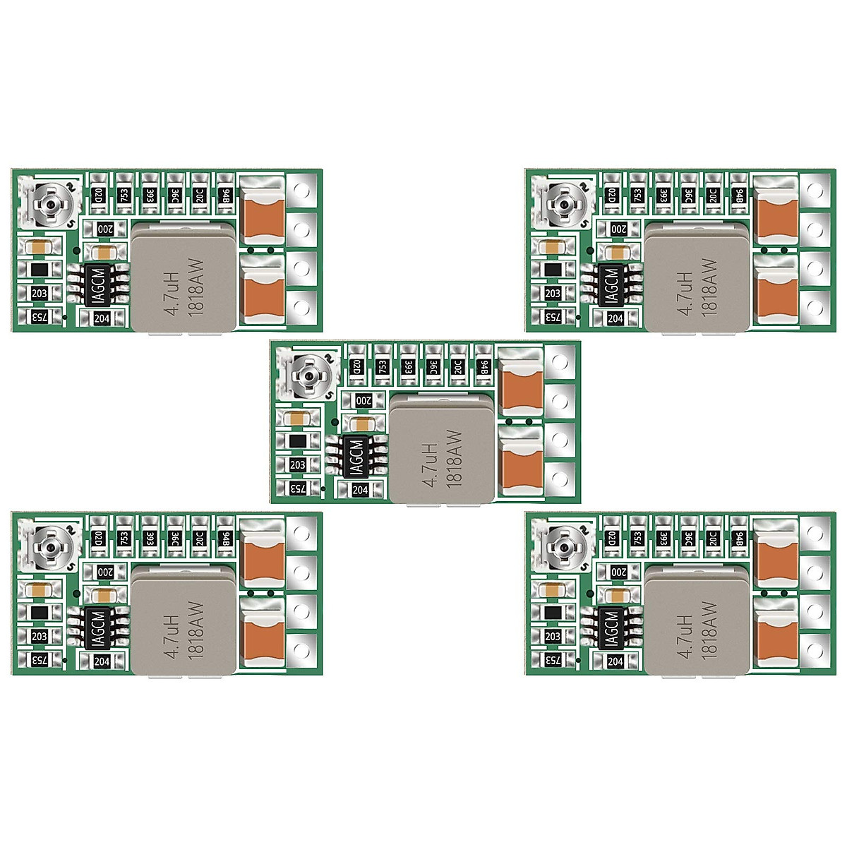 DROK 5v Regulator, 5pcs Mini Voltage Reducer DC 4.5-24V 12V 24V Step Down to 5V Buck Converter Board 3A Volt Step-Down Transformer Power Supply Module
