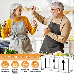 Suzile Acrylic Cutlery Storage Organizer Bin Clear Silverware Caddy Countertop Knife Spoon and Fork Holder Kitchen 3 Section Tableware Storage Box for Cabinet Indoor Outdoor Home Flatware Dining Room