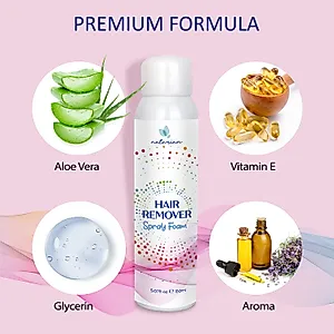 Hair Removal Spray Foam - Naturian Hair Removal Cream - Newest Formula Hair Removal with Aloe Vera & Vitamin E - Effective & Painless Depilatory Cream for Women & Men