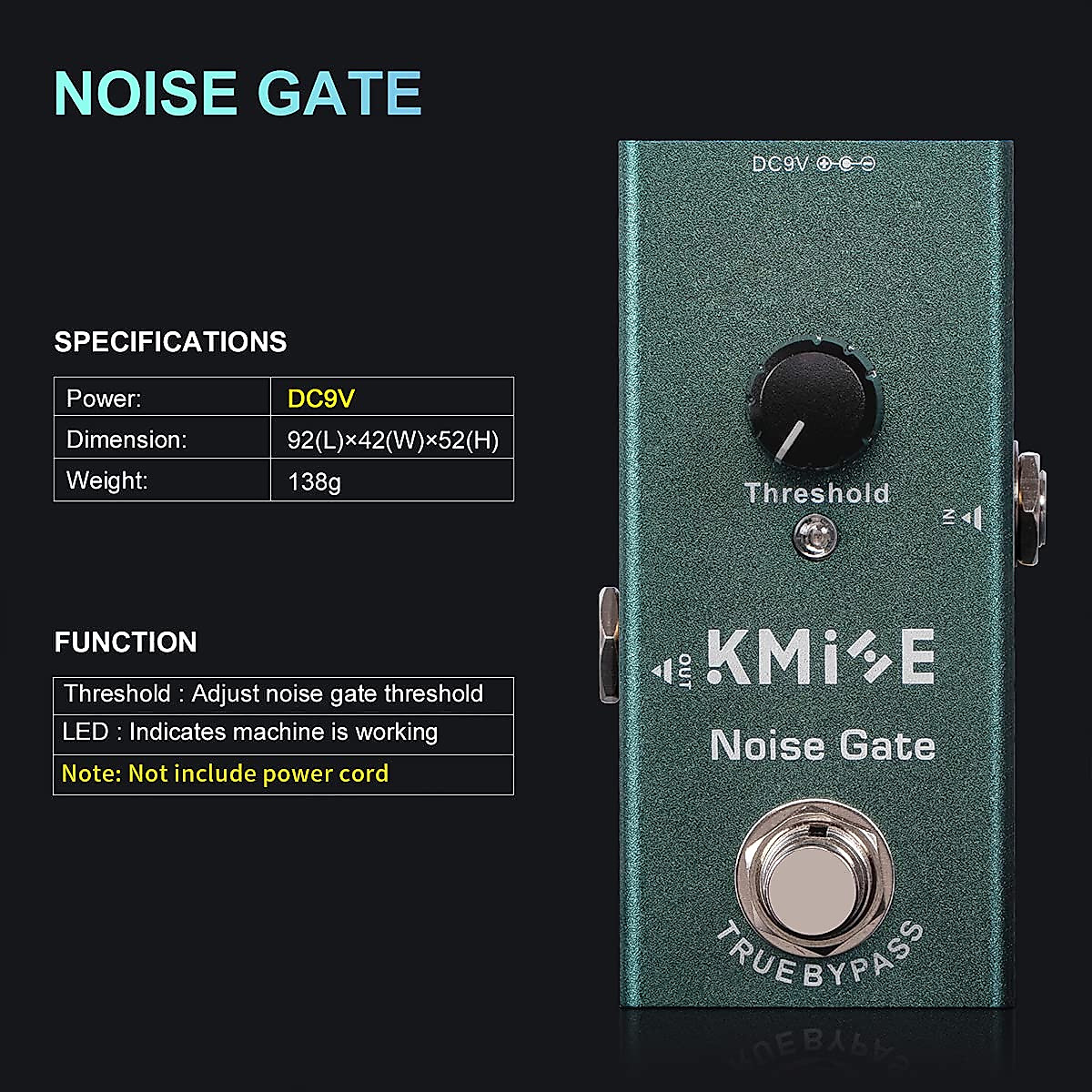 Kmise Noise Gate Electric Guitar Effects Pedal Mini Single Type DC 9V True Bypass